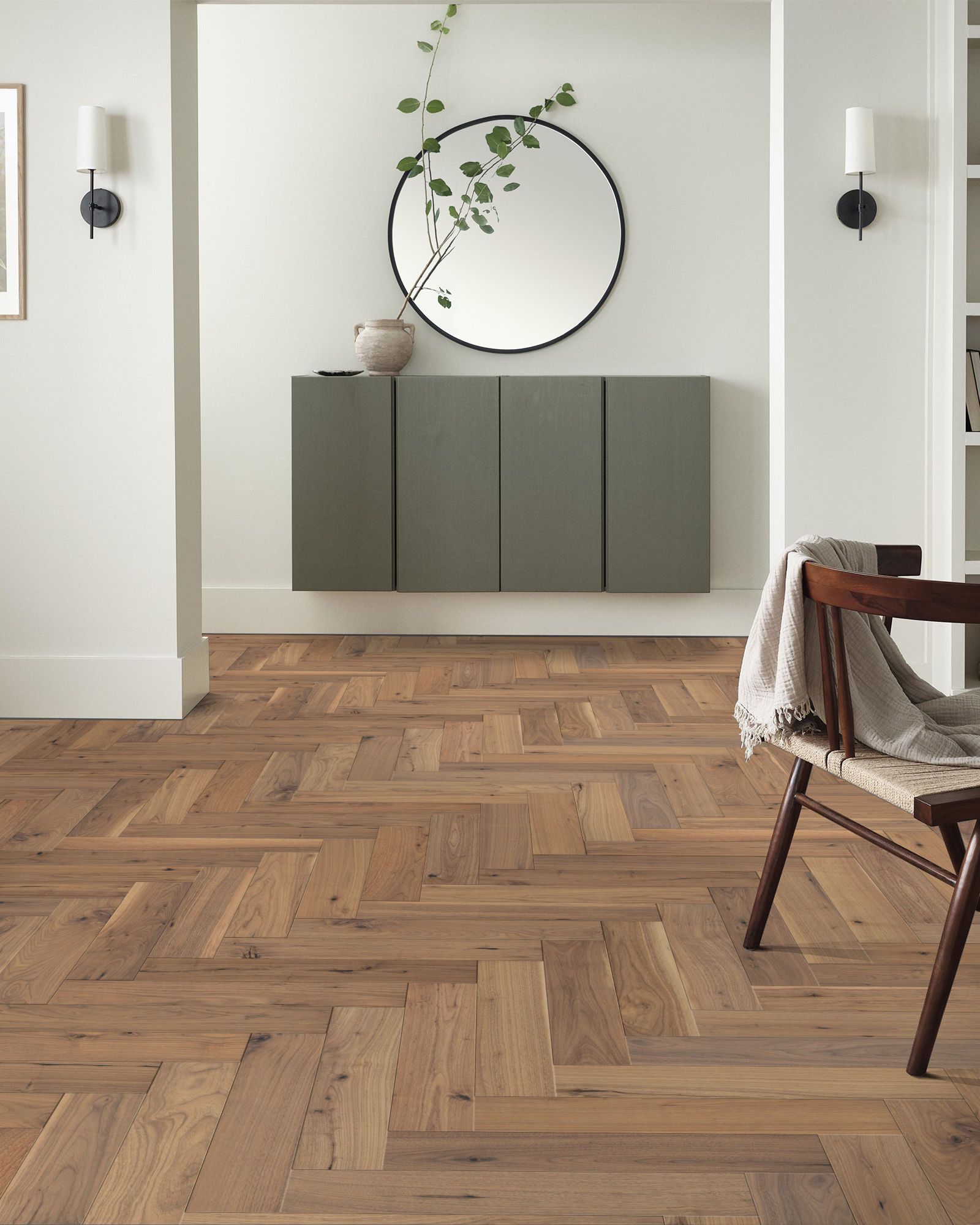 walnut herringbone flooring