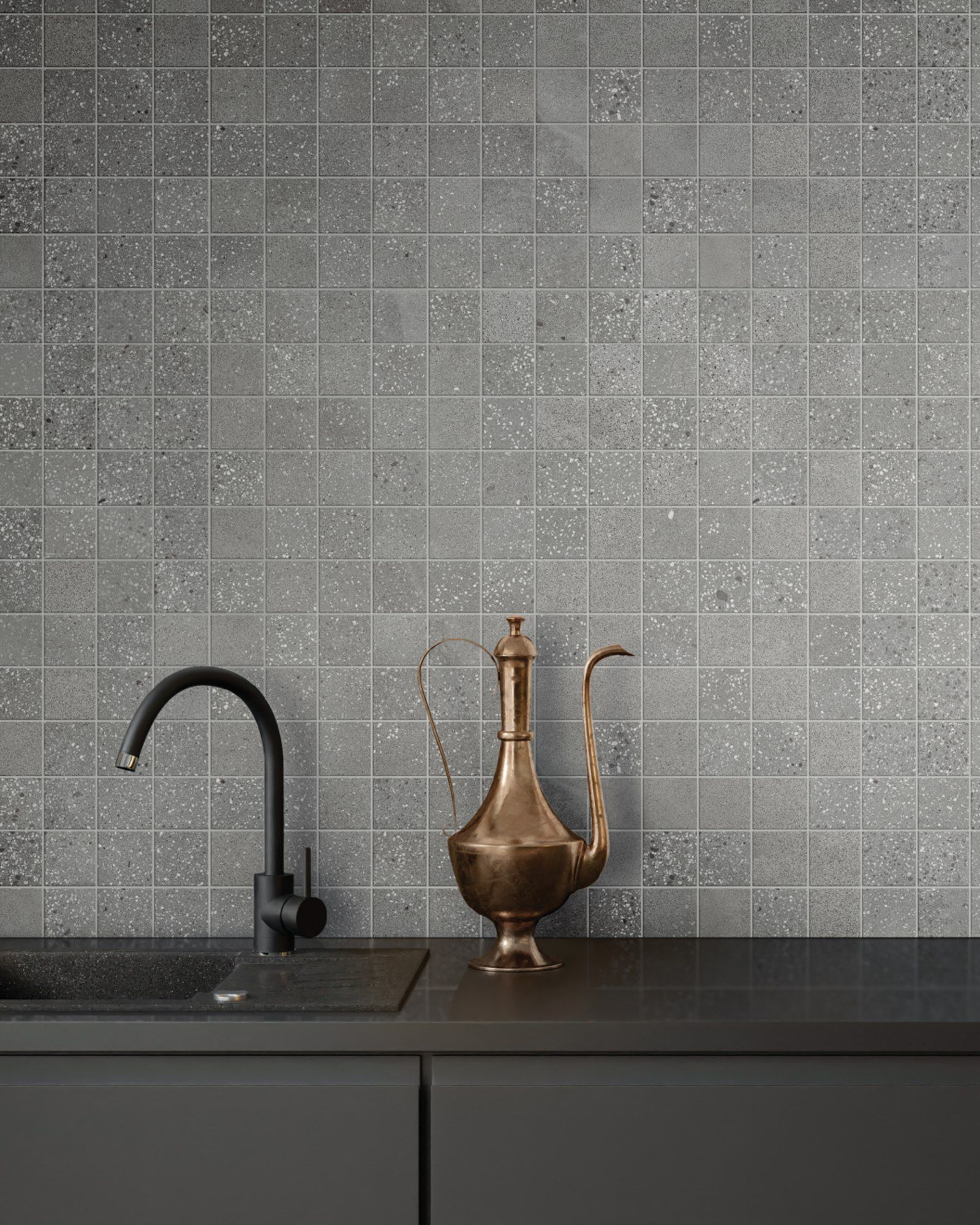 Bedrosians Area 51 Steel 2"x2" Mosaic Tile | Carpet Exchange