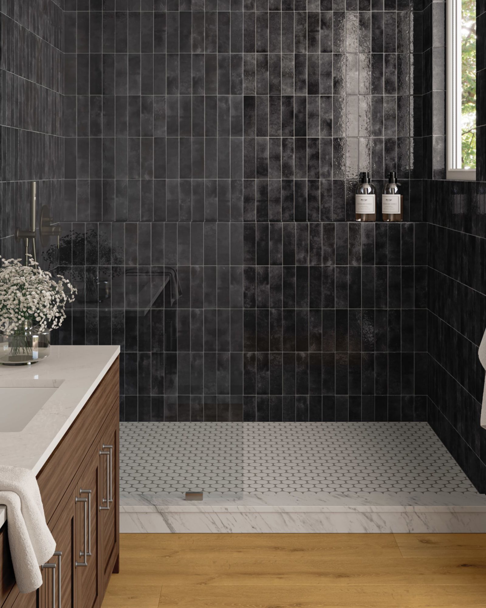 Bedrosians Cloe Black 2.5"x8" Tile | Carpet Exchange