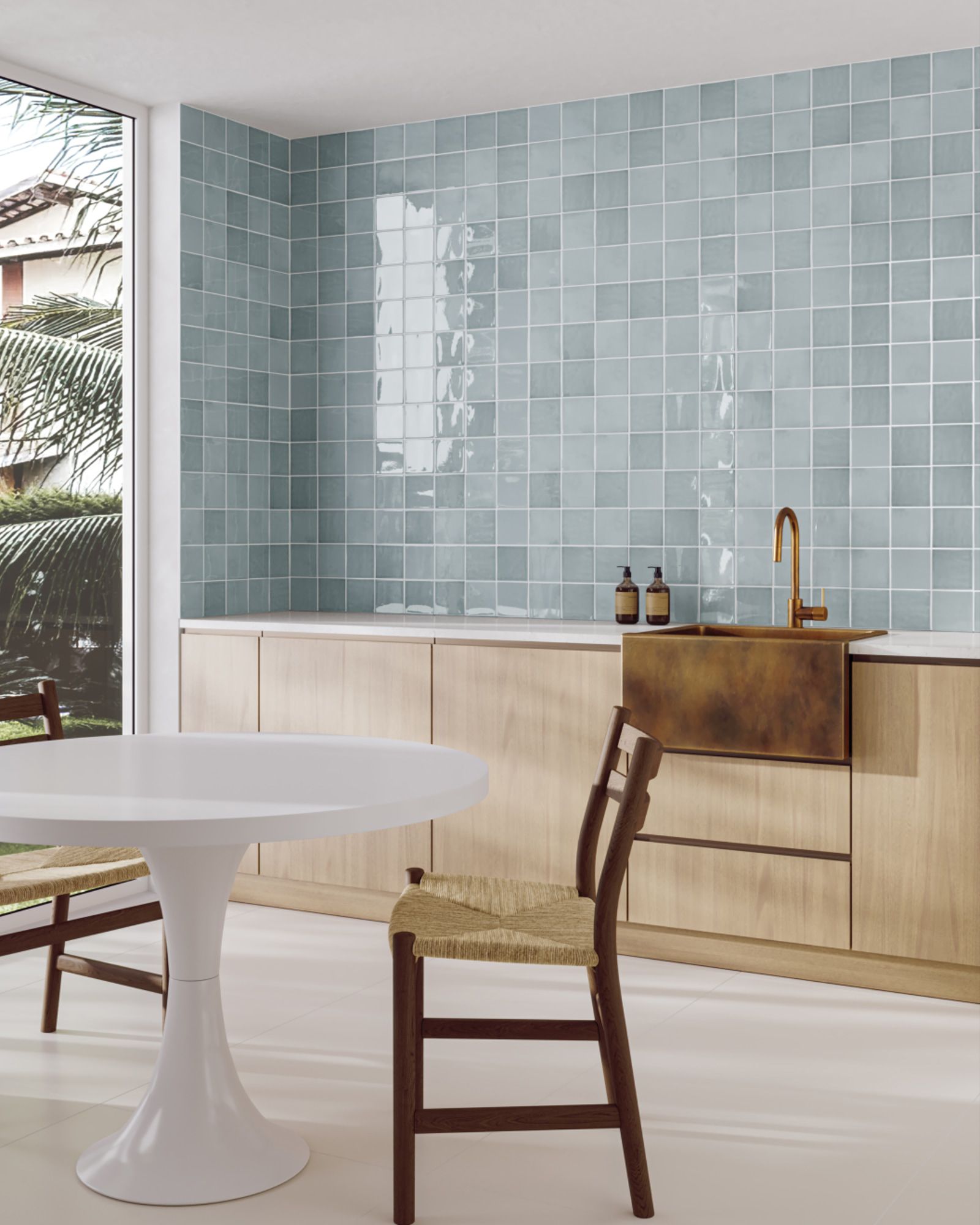 Bedrosians Marin Misty Blue 4"x4" Tile | Carpet Exchange