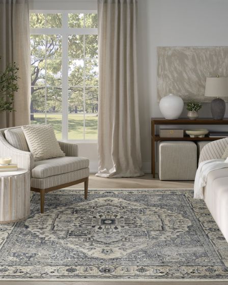 Nourison Quarry QUA18 Ivory Navy 2x3 Rug | Carpet Exchange