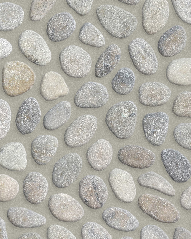 River Pebbles Grey Blend Pebbles Mosaic Tile | Carpet Exchange