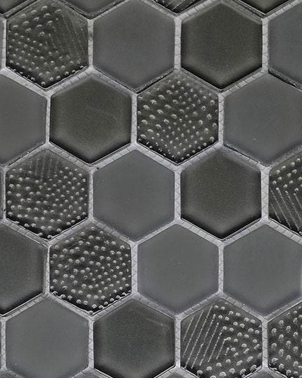 Surface Art Textured Gloss & Matte Hexagon Grey Mink Tile